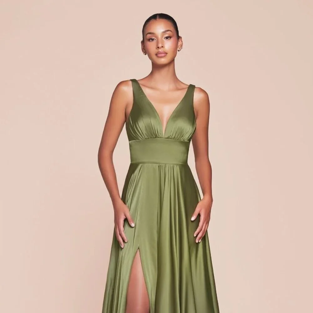 CD | Dresses | New Formal Aline Sleeveless Satin Dress W Vneck Empire ...